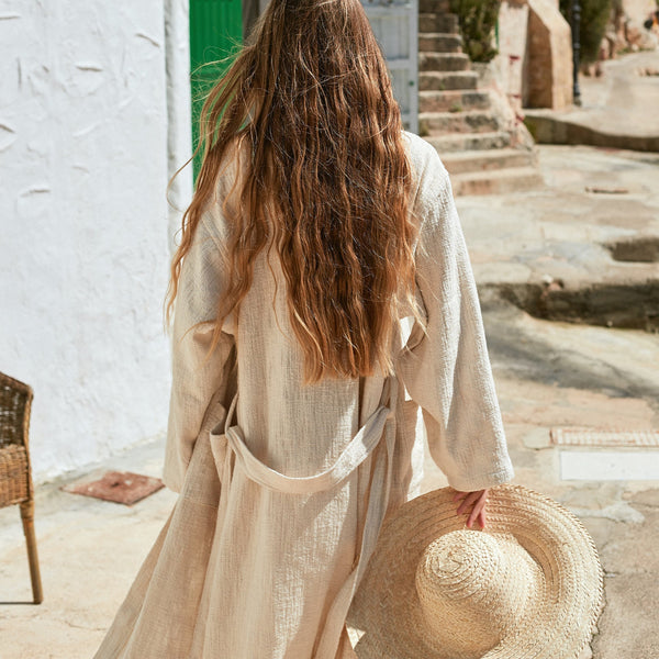 Turkish Linen Robe - Natural | Obakki - Fairmont Store US