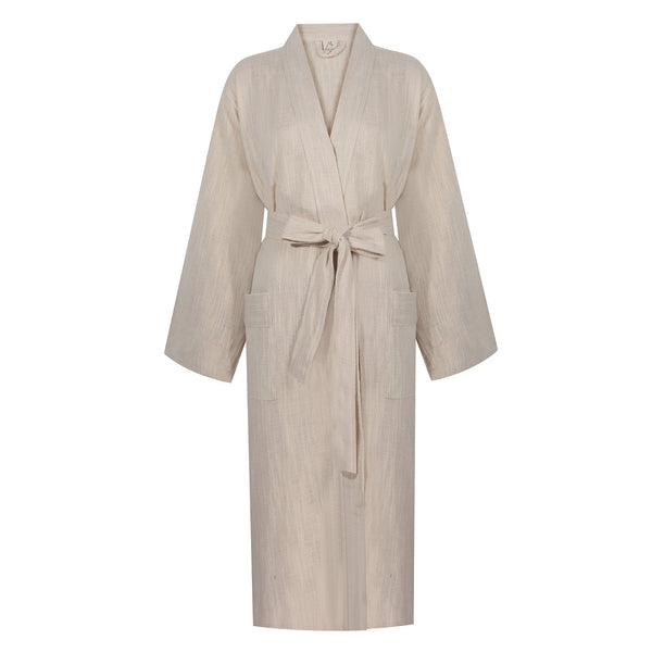 Turkish Linen Robe - Natural | Obakki - Fairmont Store US